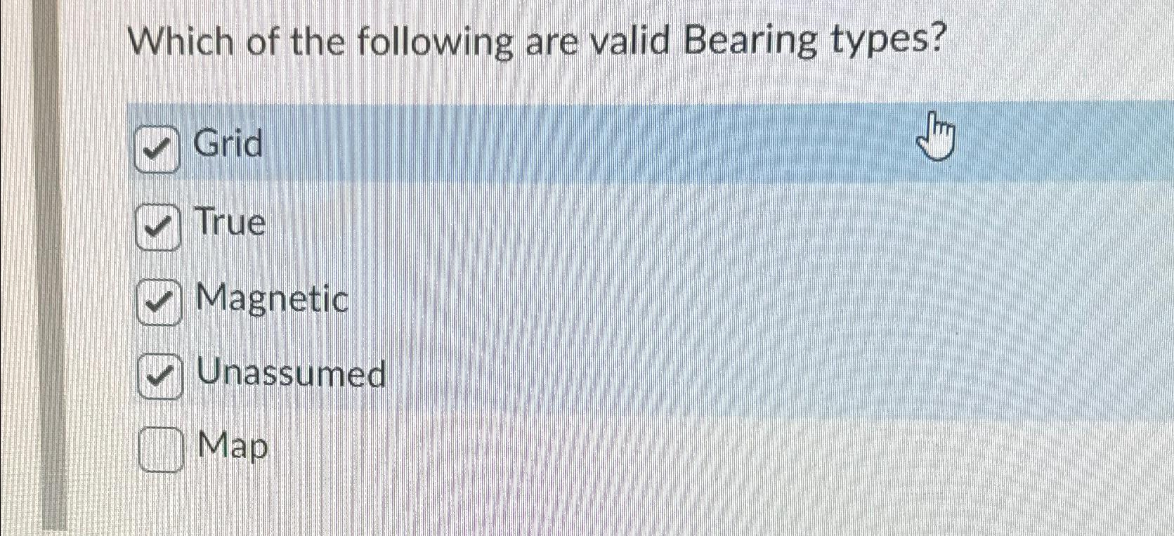 Solved Which of the following are valid Bearing | Chegg.com