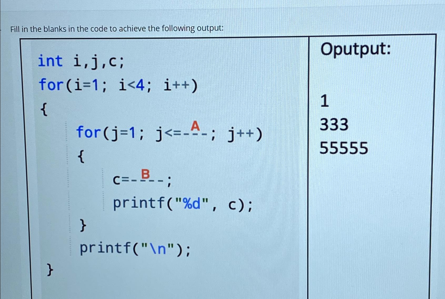 Solved Fill in the blanks in the code to achieve the | Chegg.com