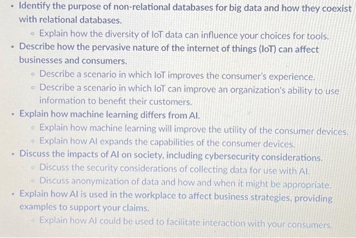 Solved Identify The Purpose Of Non Relational Databases