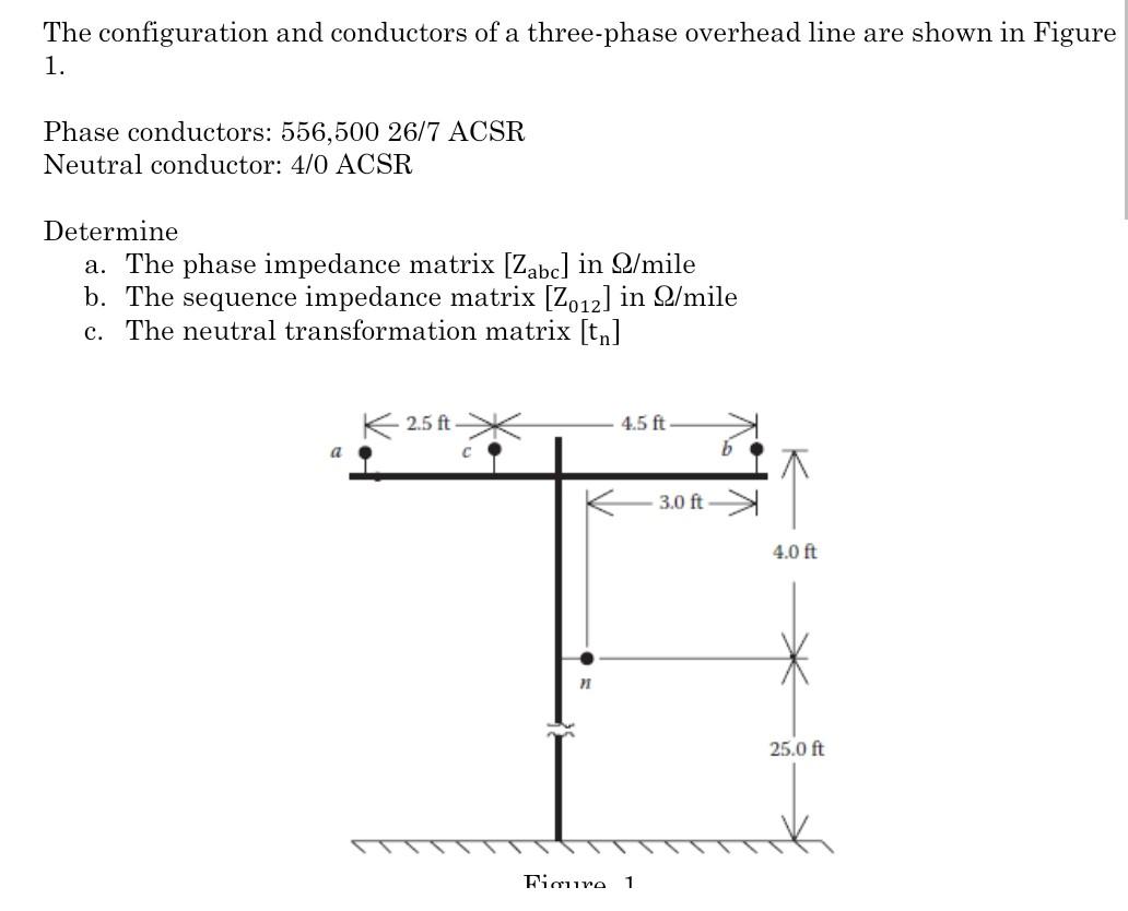 Solved The configuration and conductors of a three-phase | Chegg.com