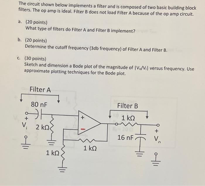 Solved The circuit shown below implements a filter and is | Chegg.com