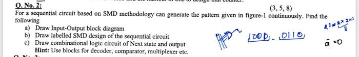 Solved Q. No. 2: (3,5,8) For a sequential circuit based on | Chegg.com Solved Q. No. 2: (3,5,8) For a sequential circuit based on | Chegg.com