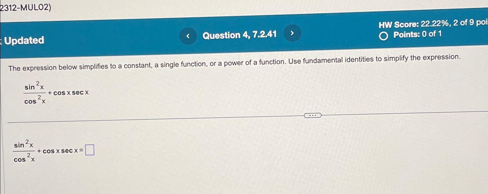 Solved The expression below simplifies to a constant, a | Chegg.com