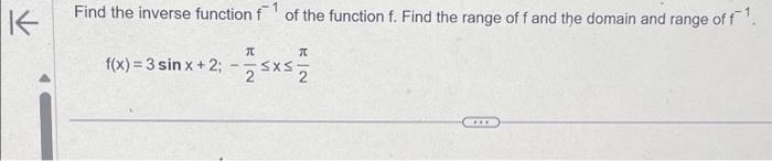 Solved K Find the inverse function f1 of the function f. | Chegg.com