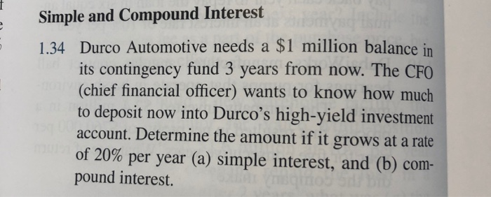 Solved Simple and Compound Interest 1.34 Durco Automotive | Chegg.com