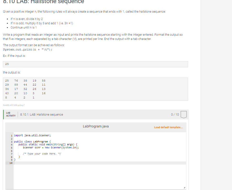 Solved ช. 10 ﻿LAB: Hallstone sequenceGiven a positive | Chegg.com