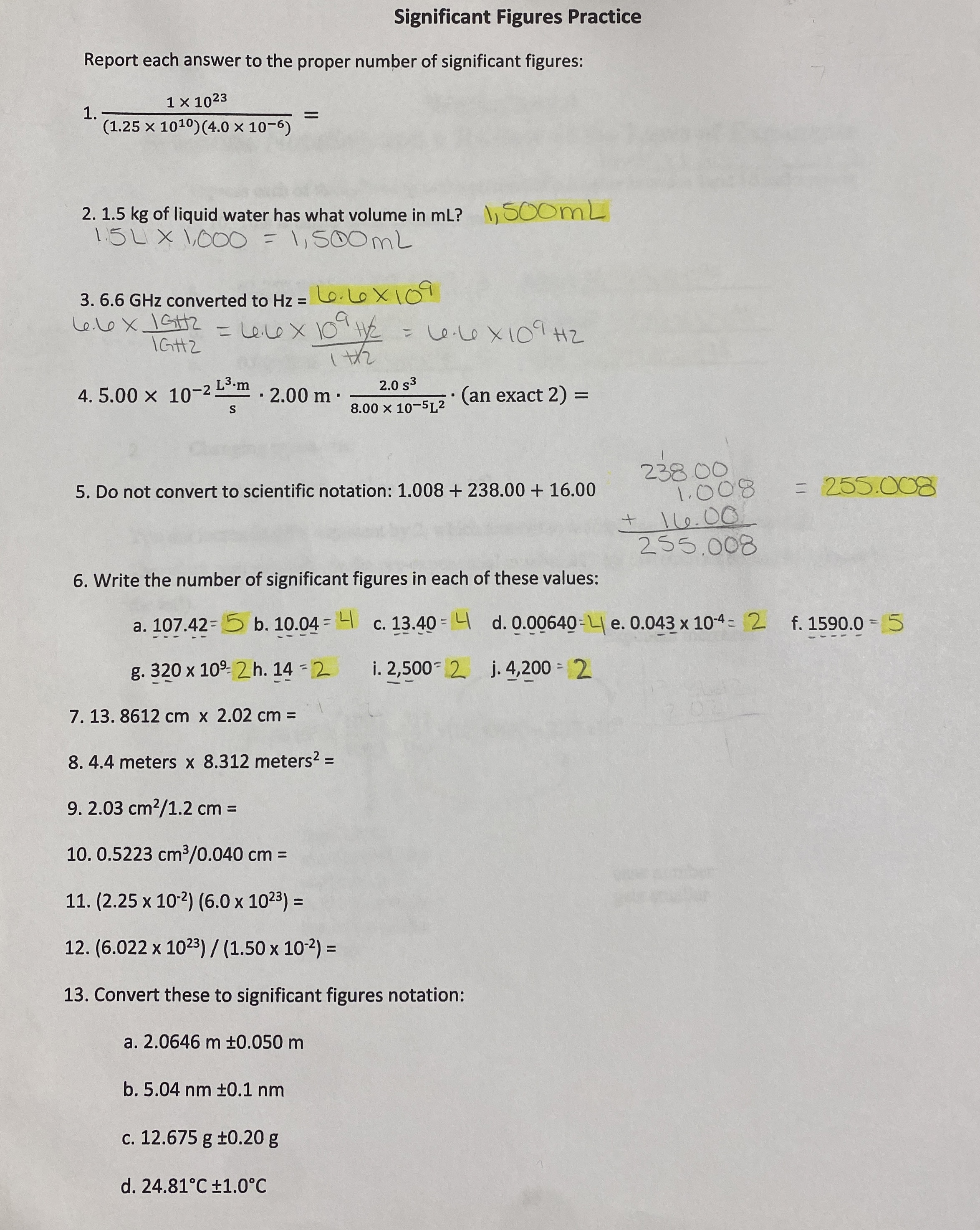 Solved Significant Figures PracticeReport each answer to the | Chegg.com