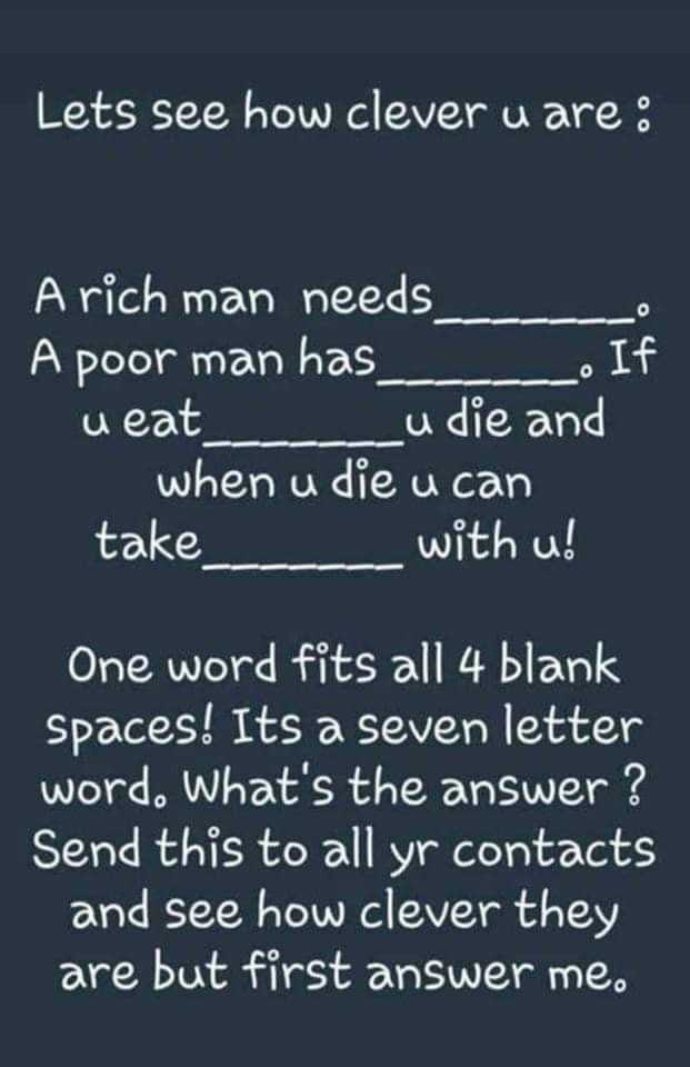 Solved Lets see how clever u are:A rich man needs q,A poor | Chegg.com