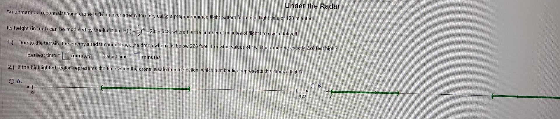 Solved Under the Radar An unmanned reconnaissande drone is | Chegg.com