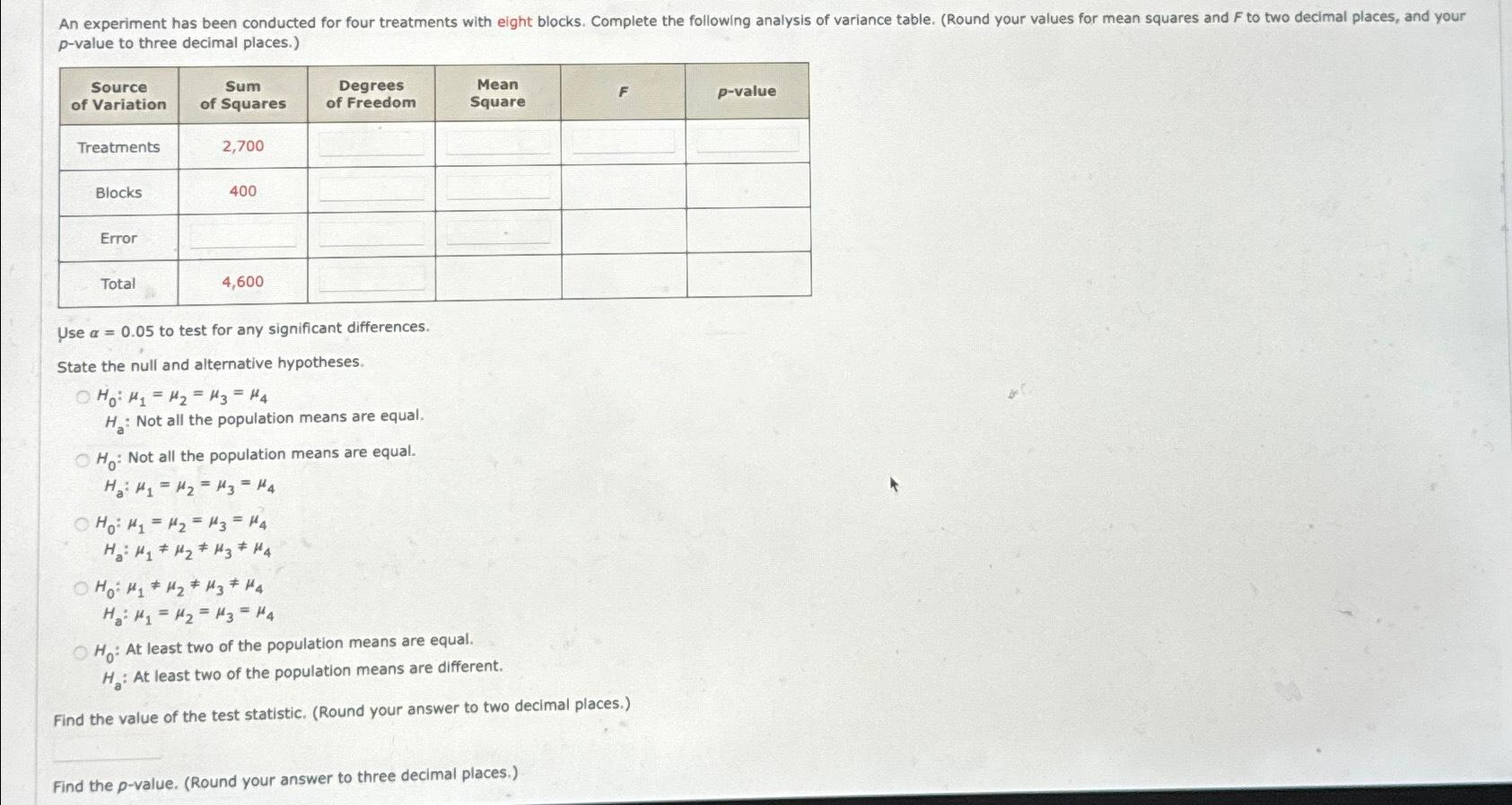 p-value to three decimal | Chegg.com