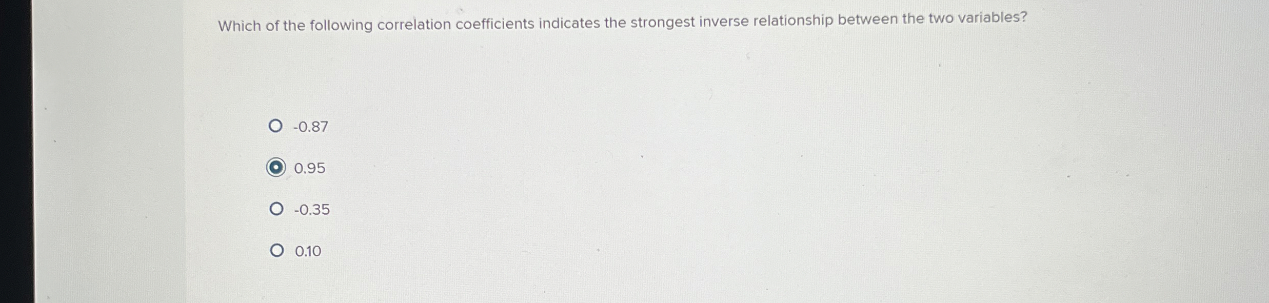 Solved Which of the following correlation coefficients | Chegg.com