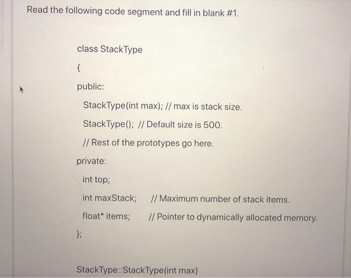 Solved Read the following code segment and fill in blank #1. | Chegg.com