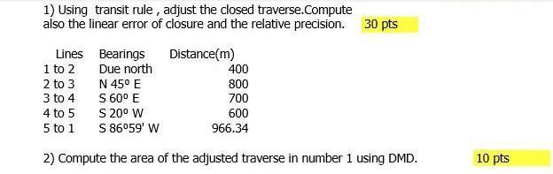 Solved 1) Using transit rule , adjust the closed | Chegg.com