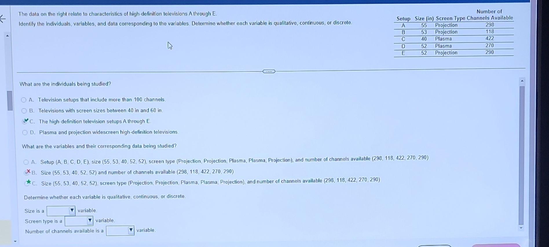 Solved The data on the right relate to characteristics of | Chegg.com