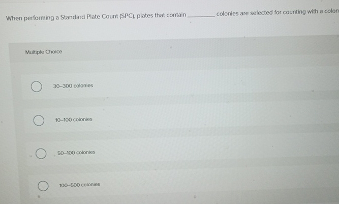 Solved When performing a Standard Plate Count (SPC), ﻿plates | Chegg.com