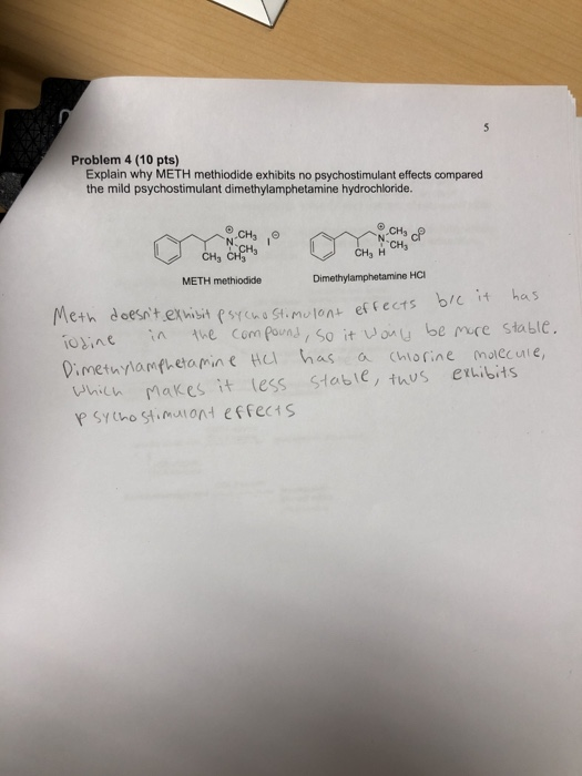 Solved Problem 4 (10 pts) Explain why METH methiodide | Chegg.com