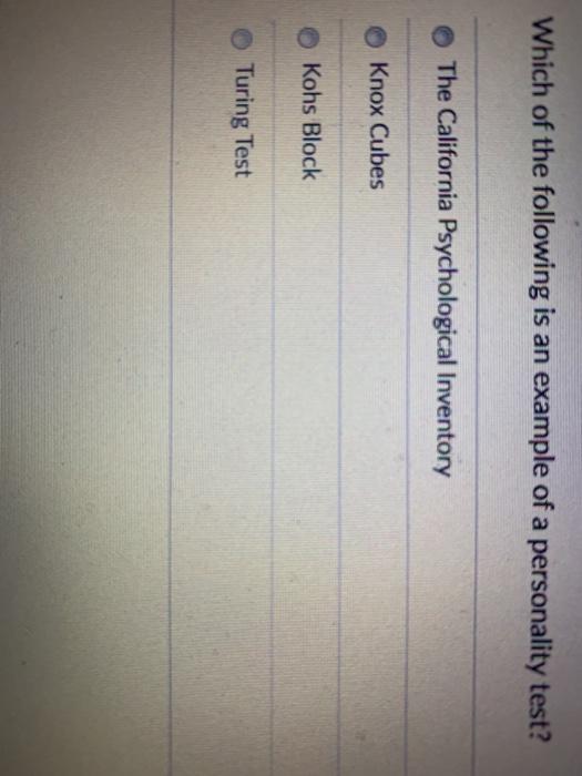 Solved Which of the following is an example of a personality | Chegg.com