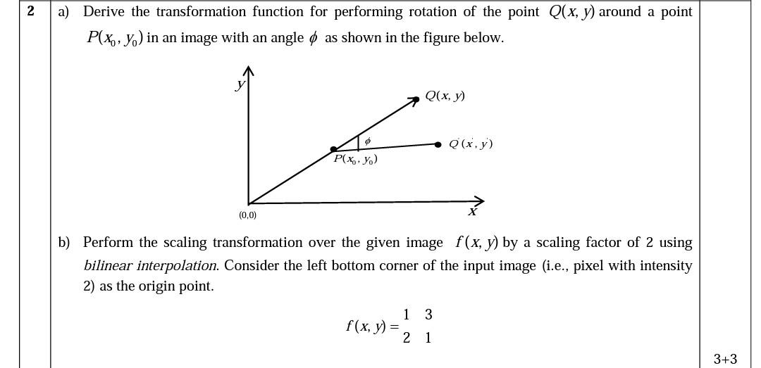 Solved a) Derive the transformation function for performing | Chegg.com