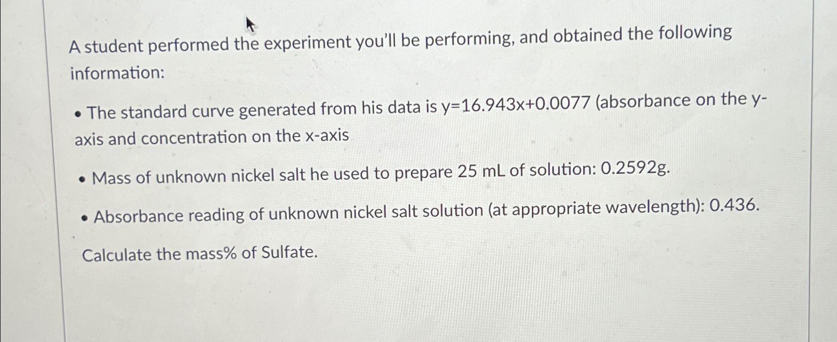 Solved A student performed the experiment you'll be | Chegg.com