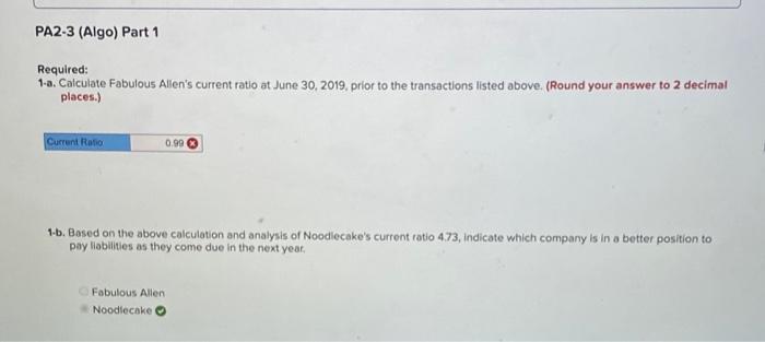 Solved Required information PA2-3 (Algo) Recording | Chegg.com