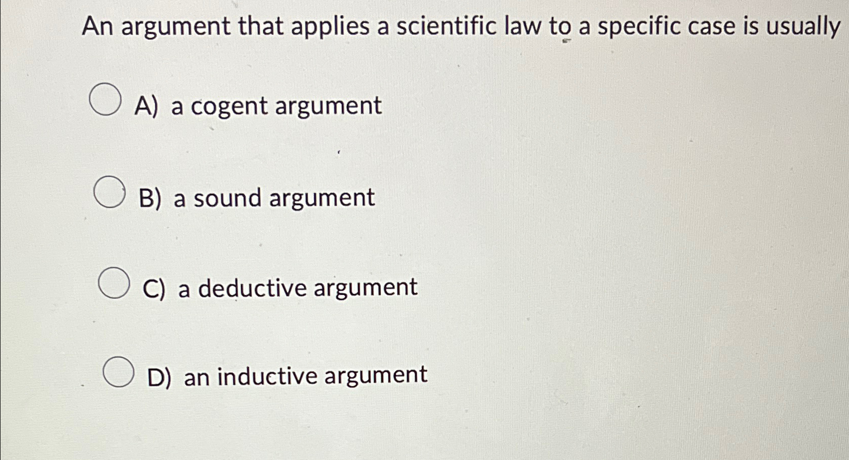 Solved An argument that applies a scientific law to a | Chegg.com