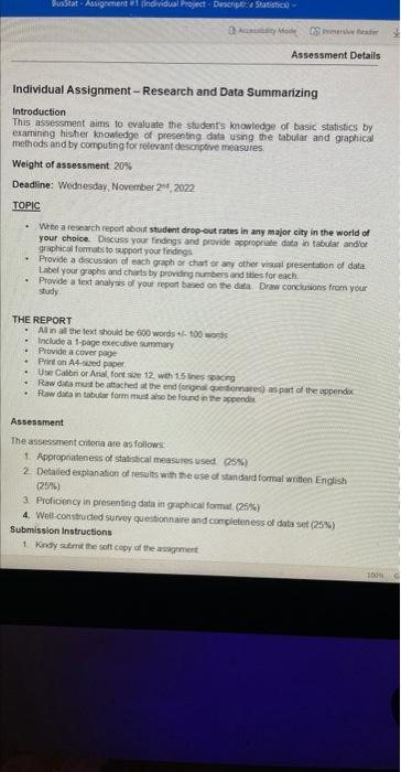 Individual Assignment - Research and Data Summarizing | Chegg.com