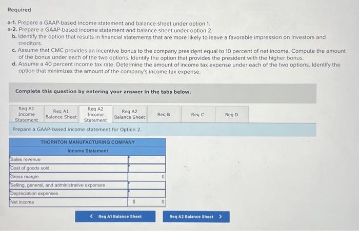 Solved a-1. Prepare a GAAP-based income statement and | Chegg.com