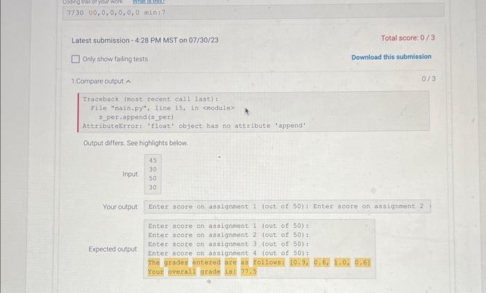 Solved Calculates the overall grade for four | Chegg.com