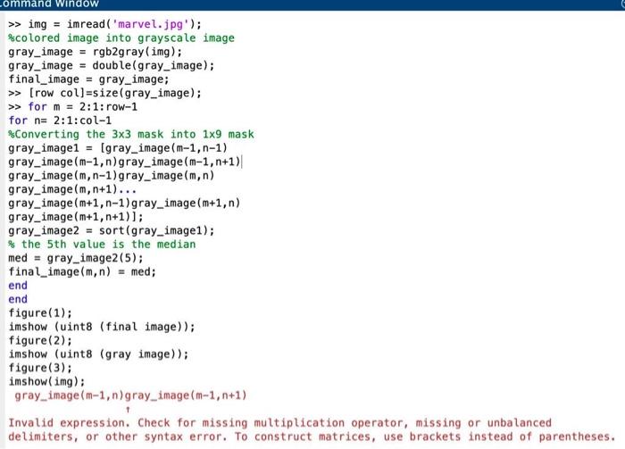 Solved subject: Image processinghow to remove errors in the | Chegg.com