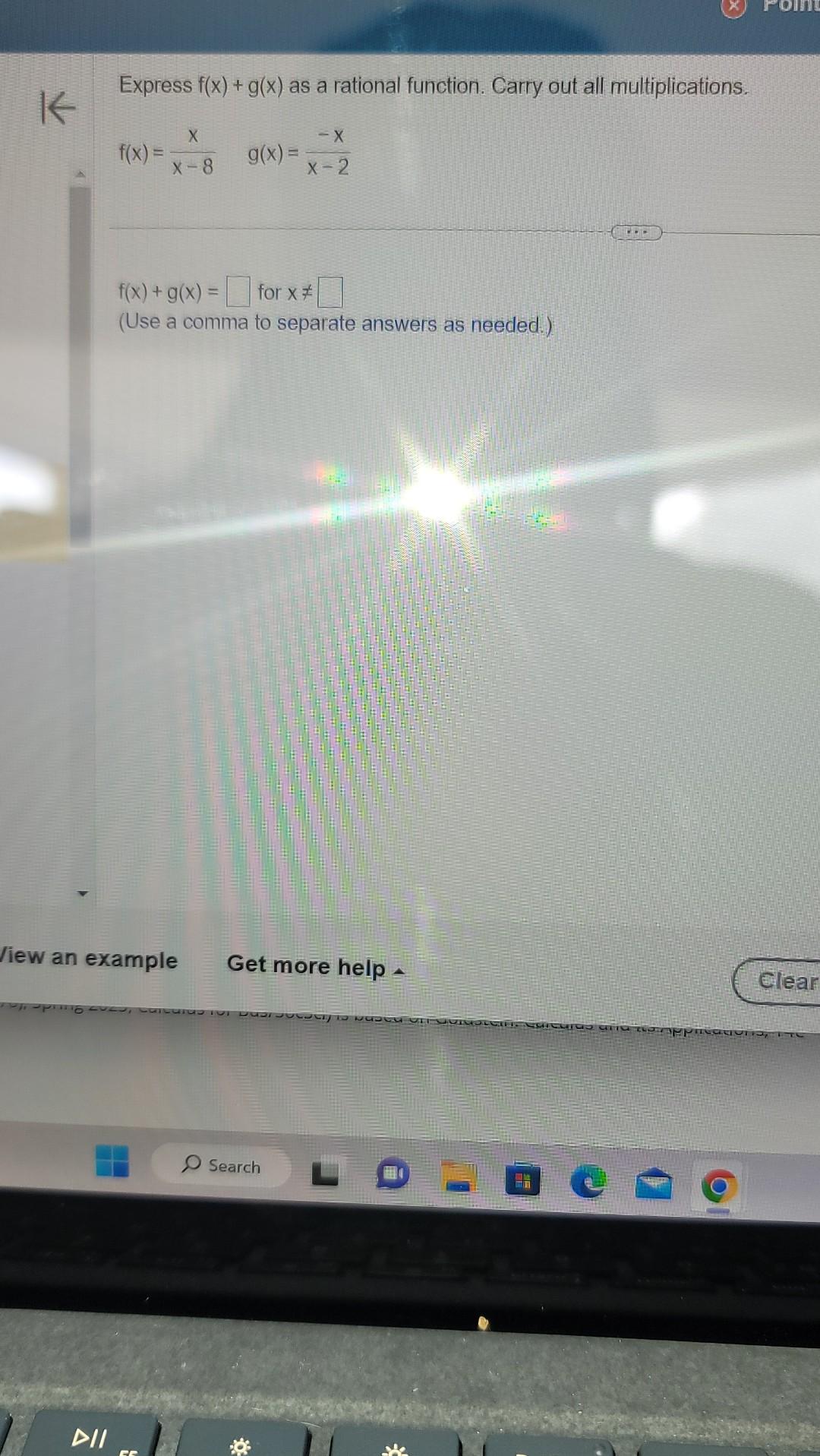 Solved Express f(x)+g(x) as a rational function. Carry out | Chegg.com
