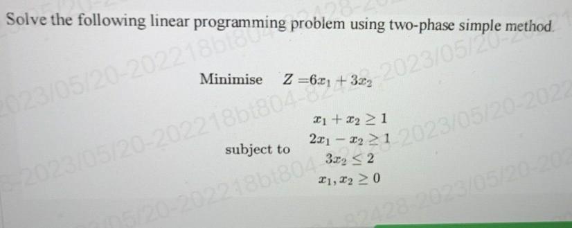 Solve the following linear programming problem using | Chegg.com