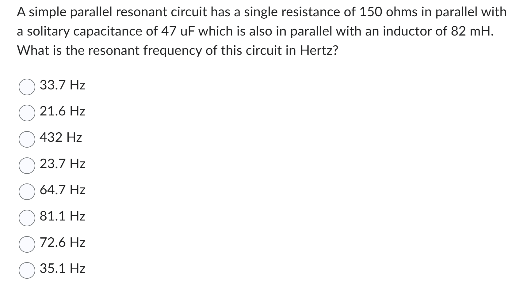 Solved A simple parallel resonant circuit has a single | Chegg.com
