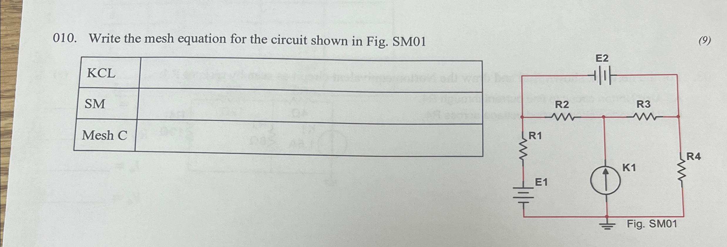 Solved Write the mesh equation for the circuit shown in Fig. | Chegg.com