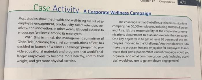 Solved Chapter 17 Corporations 471 Case Activity A Corporate | Chegg.com