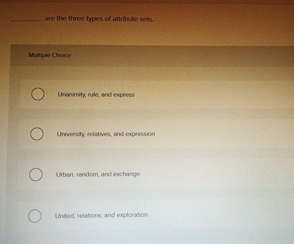 Solved are the three types of attribute sets.Multiple | Chegg.com
