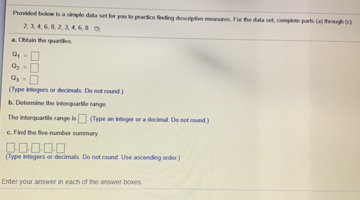 Solved Provided below is a simple data set for you to | Chegg.com