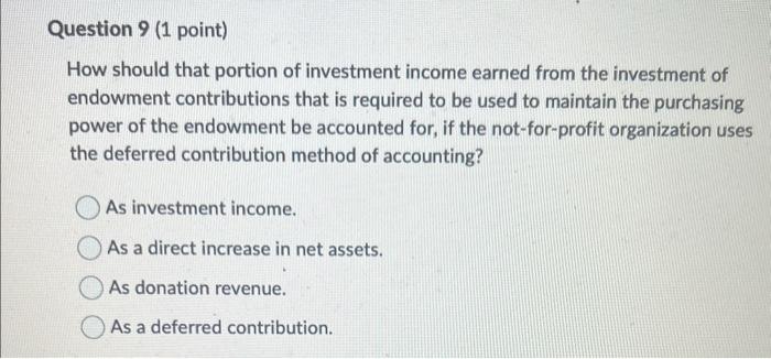 Solved How should that portion of investment income earned | Chegg.com