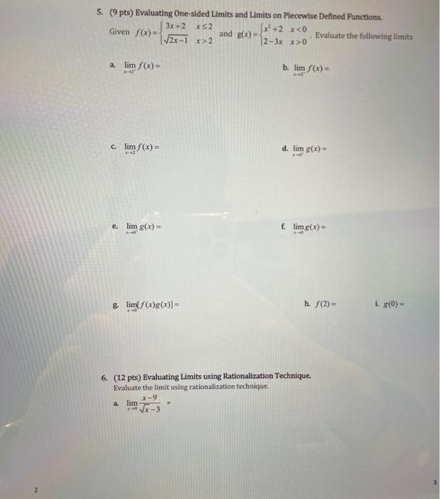 Solved 3. (pt) Evaluating Limits. Evaluate the following | Chegg.com