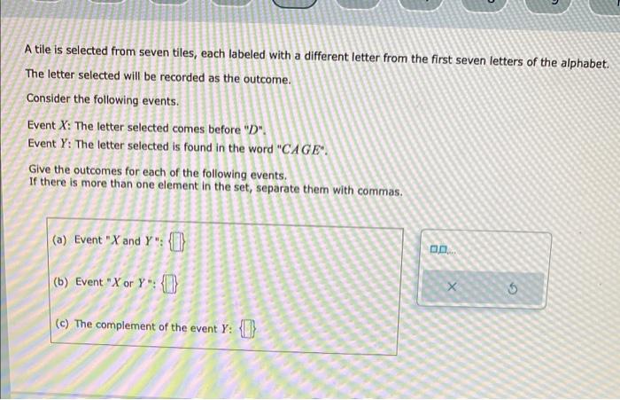 Solved A tile is selected from seven tiles, each labeled | Chegg.com