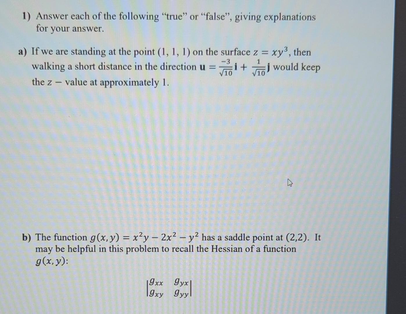 Solved 1) Answer each of the following "true" or "false", | Chegg.com