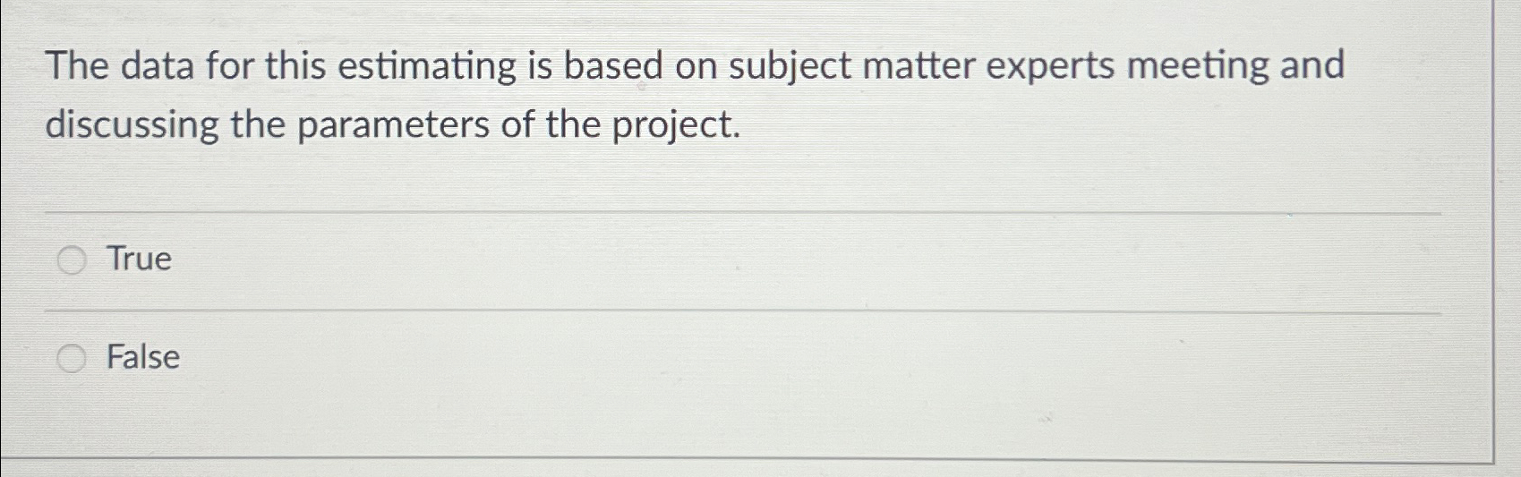 Solved The data for this estimating is based on subject | Chegg.com