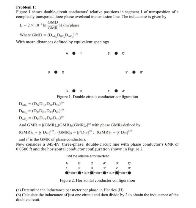 Solved Problem 1: Figure 1 shows double-circuit conductors' | Chegg.com