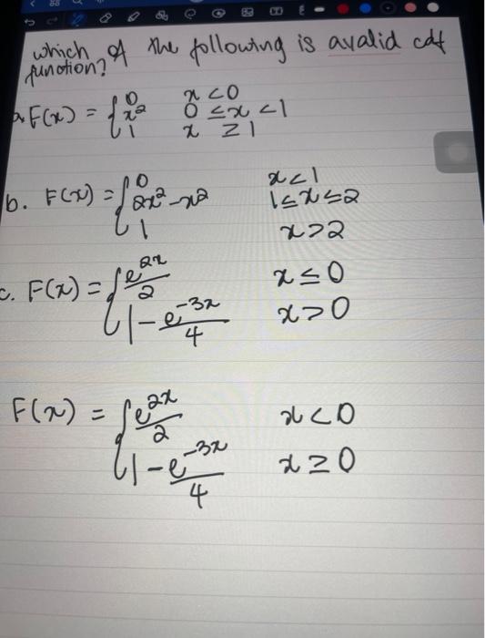 Solved which of the following is a valid cdf?select all that | Chegg.com