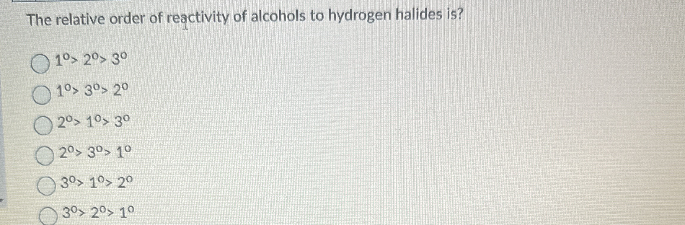 Solved The relative order of reactivity of alcohols to | Chegg.com