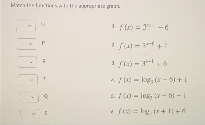 Match the functions with the appropriate graph. U 1. | Chegg.com