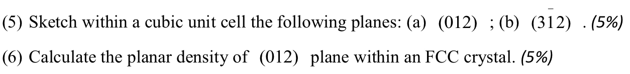 Solved (5) ﻿Sketch within a cubic unit cell the following | Chegg.com