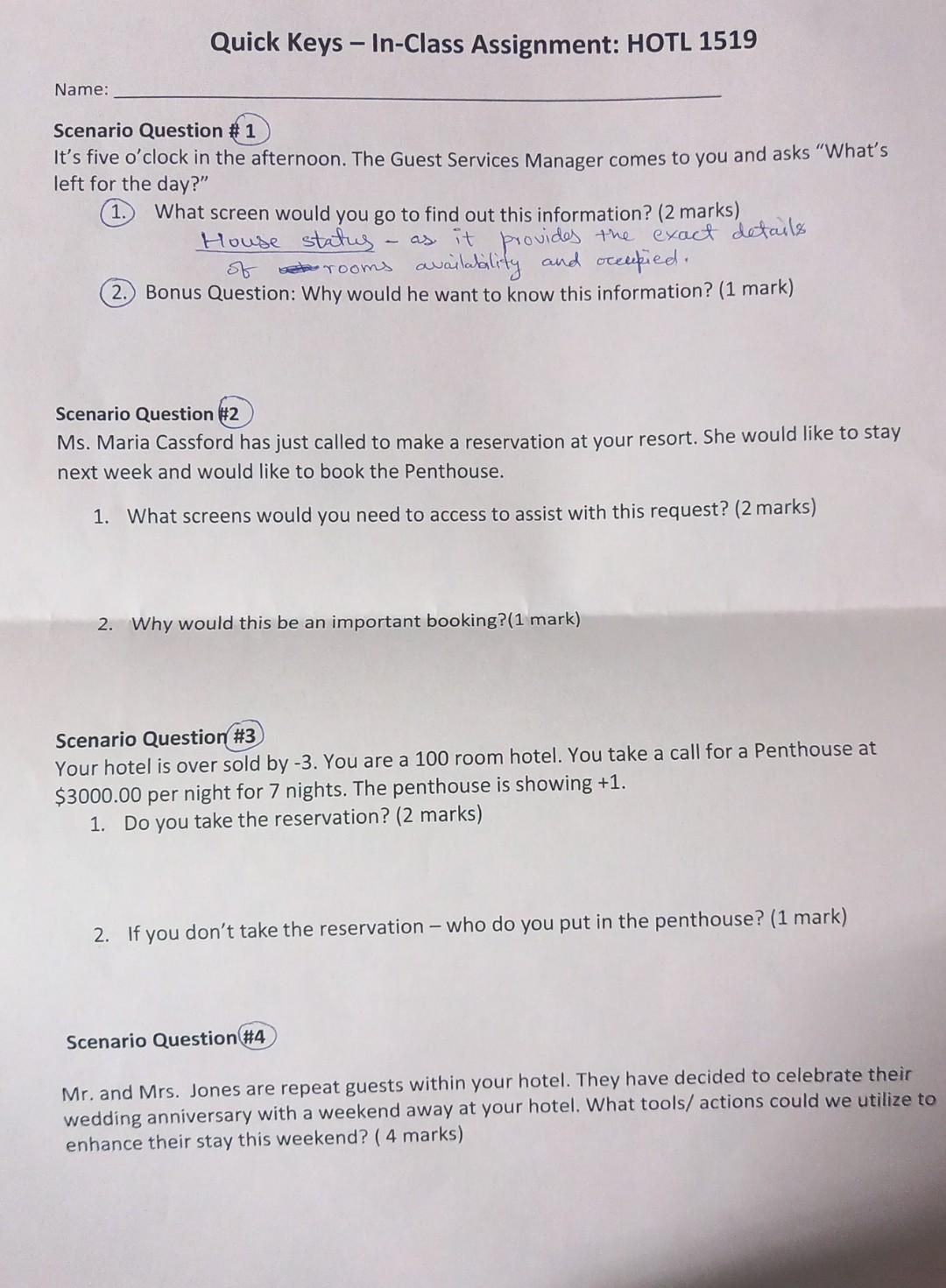 Solved Scenario Question \#1 It's five o'clock in the | Chegg.com