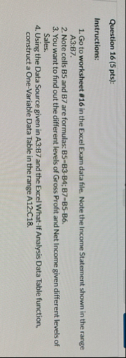 Solved Question 16 (5 ﻿pts):Instructions:Go to worksheet #16 | Chegg.com