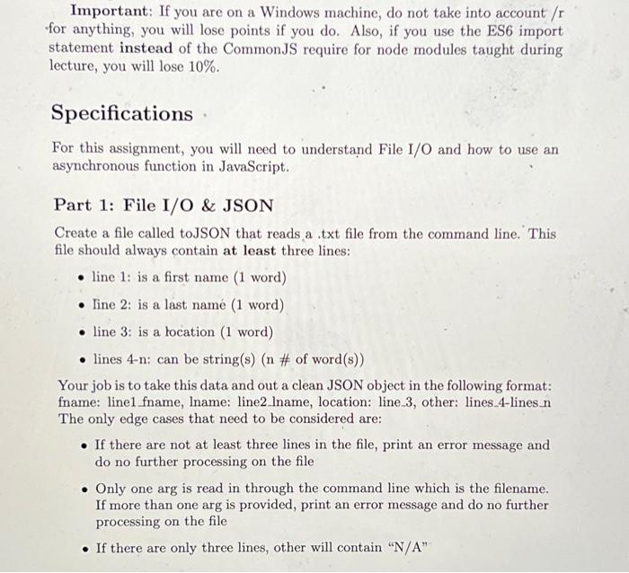 Solved Please use JSON to create file and not python or | Chegg.com