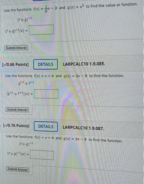 Solved Use the functions f(x) = -x − 3 and g(x) = x³ to find | Chegg.com